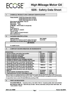 ecose_high_mileage_motor_oil_sds – Nu-Tier Brands